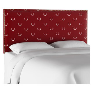 Salem Nail Button Border Headboard, Antler Maroon, Full - Rustic ...