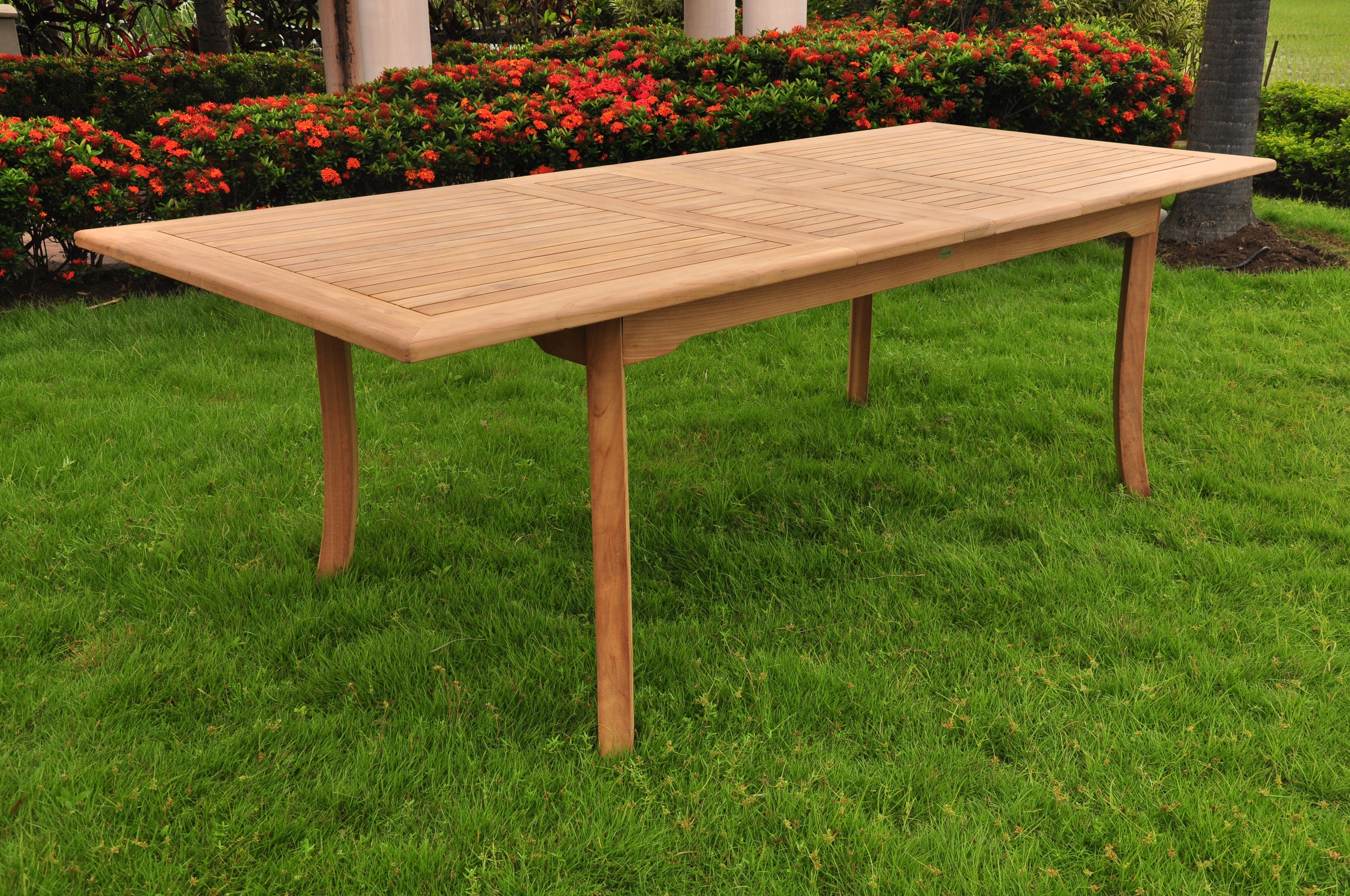 9-Piece Teak Dining Set, 94" Extension Rect Table, 8 Montana Stacking ...