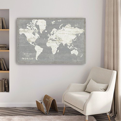 24" Minimalist World Map Canvas Wall Art - Contemporary - Prints And ...