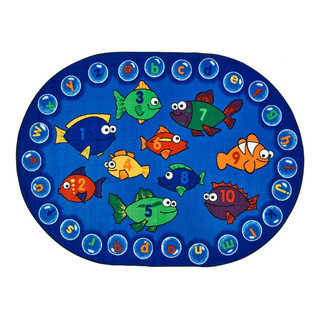 Literacy Fishing Kids Rug, 3'10"x5'5" Oval - Beach Style - Kids Rugs ...
