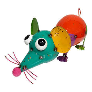 Metal Mouse Garden Statue with Orange Body Outdoor Sculpture Patio ...