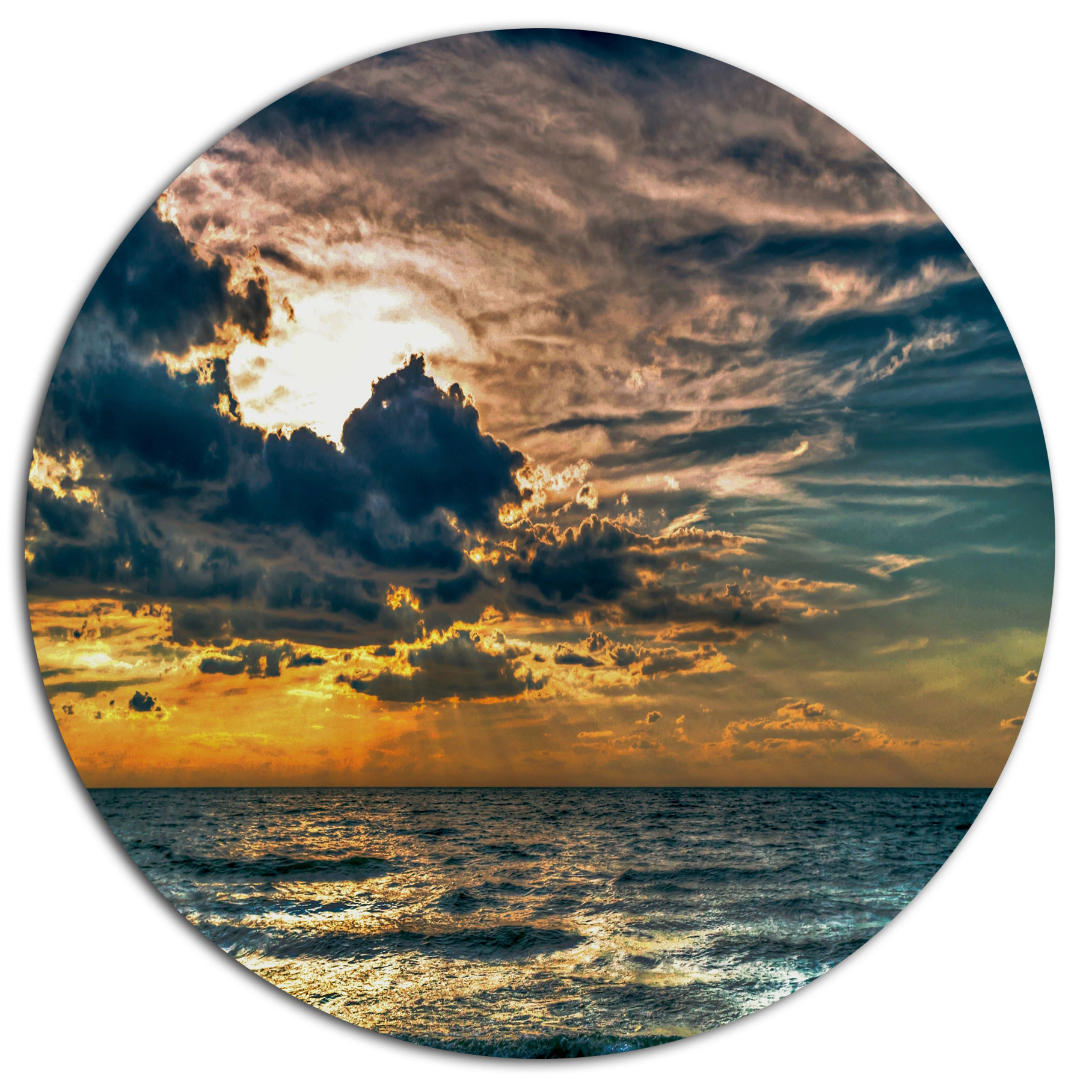 Sun Break Over Blue Ocean, Seashore Disc Metal Wall Art, Disc of 11 ...