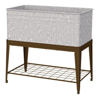 Vintage Stand Up Garden Planter With Stand, Galvanized Finish With Rust ...