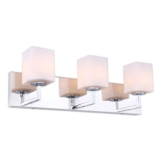 Woodbridge Lighting Candice 3Lt Glass Bath Light in Chrome/Opal Square ...