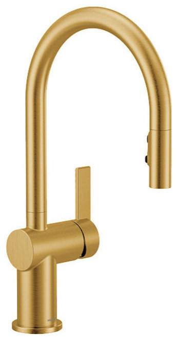 Moen Cia Single-Handle High Arc Pull-Down Kitchen Faucet, Brushed Gold ...