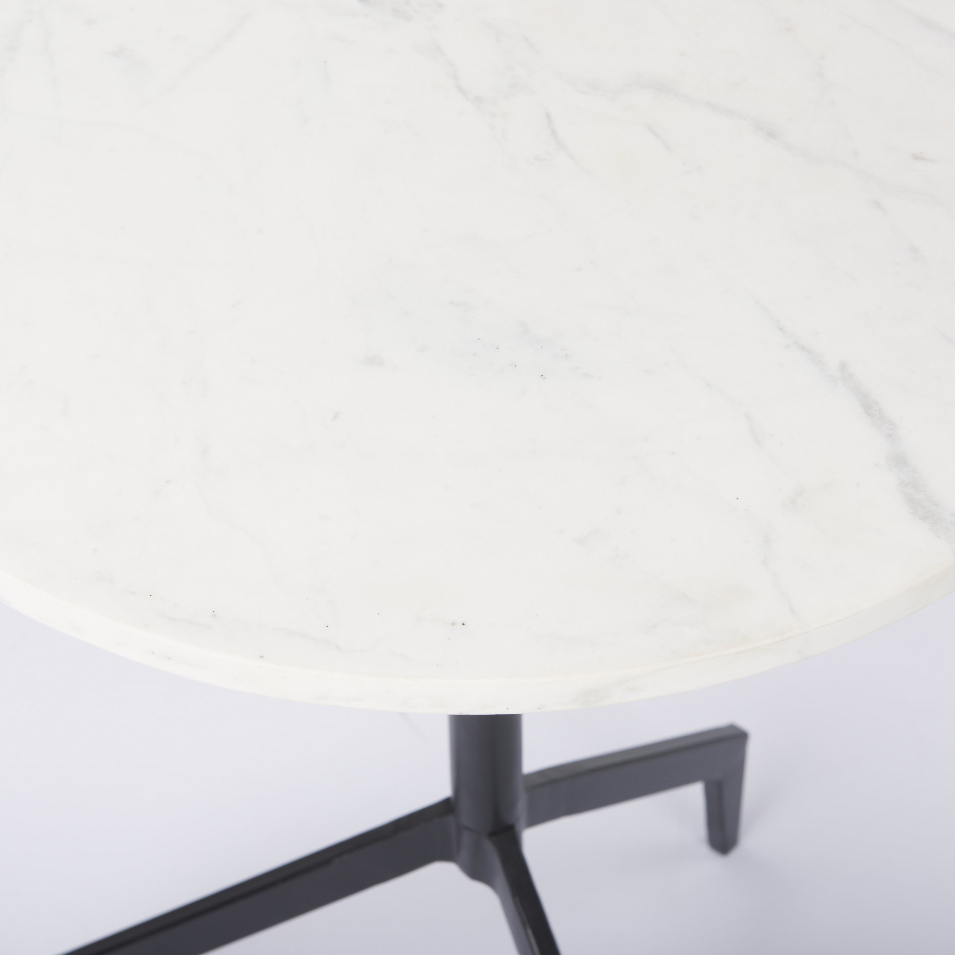 Serre Marble Top 3 Prong Black Metal Base End Table - Transitional ...