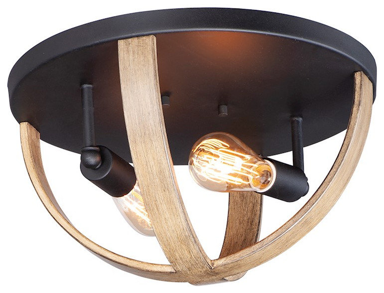 Maxim Lighting Compass 2-Light Flush Mount, Barn Wood Black, 27570BWBK ...