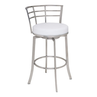 Viper 26" Counter Height Swivel White Faux Leather Bar Stool ...