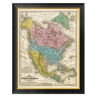 "Map of North America, 1839" by Samuel Augustus Mitchell, 16x20", 27"x1 ...
