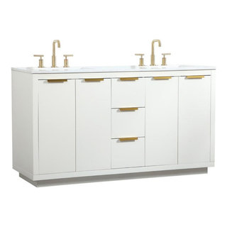 Elegant Decor Blake 60" Aluminum Alloy MDF Double Bathroom Vanity in ...