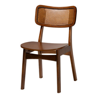 Walnut Brown Wood and Rattan Dining Set - Tropical - Dining Sets - by ...