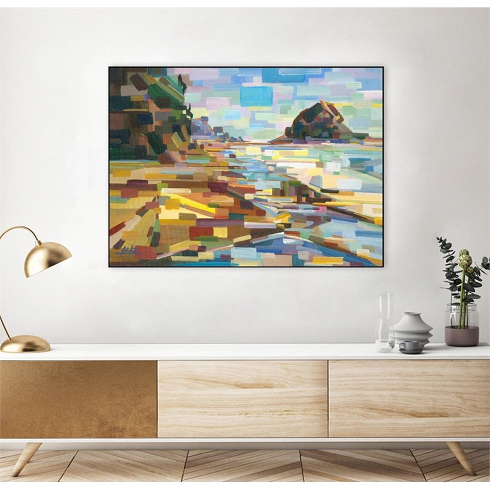Giant Art Canvas 24x18 Best Coast Framed in Pink - Beach Style - Prints ...