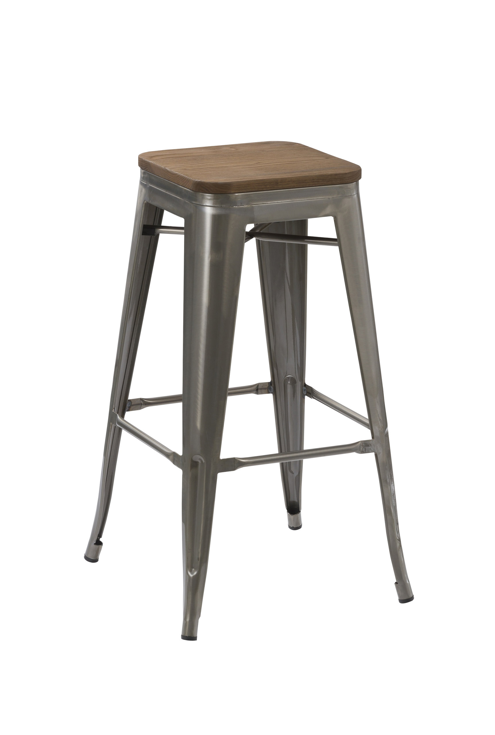 Terry Metal and Wood Bar Stools, Set of 2, 30" - Industrial - Bar ...