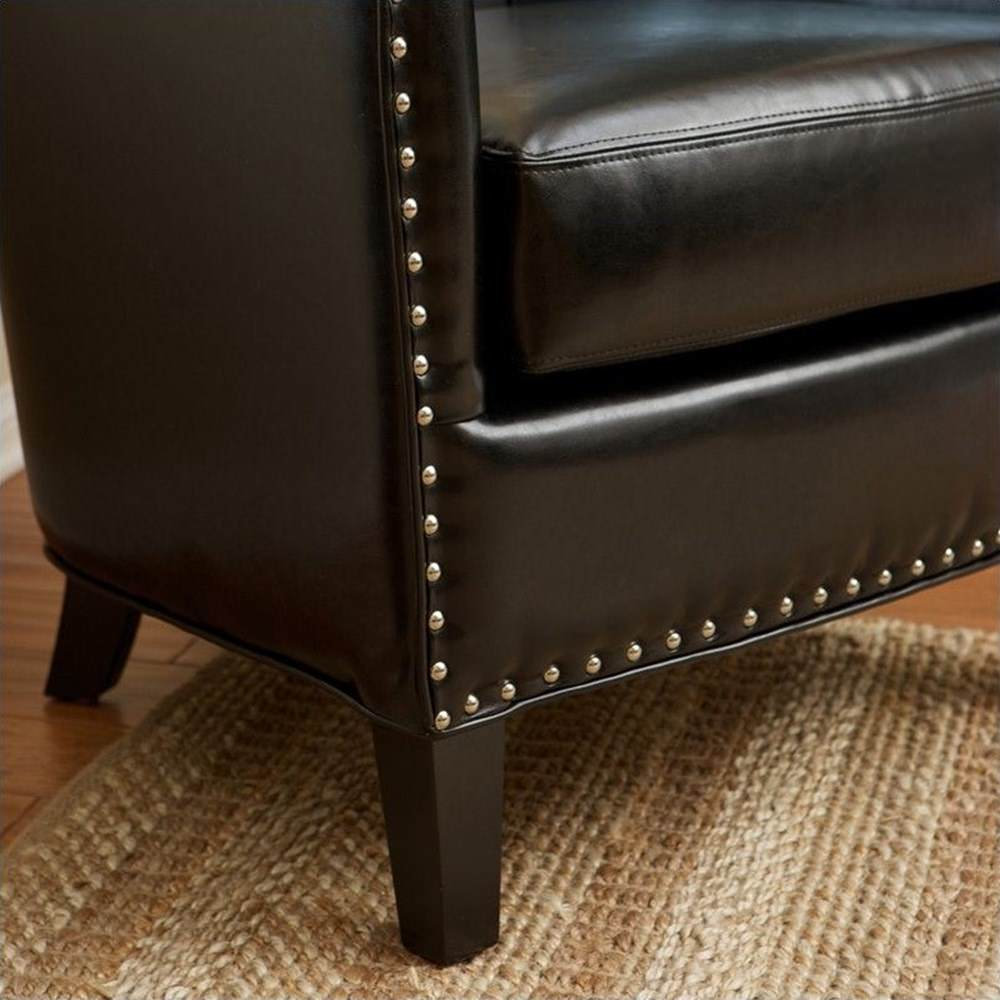 Noble House Jeremy Leather Club Chair in Black - Transitional ...