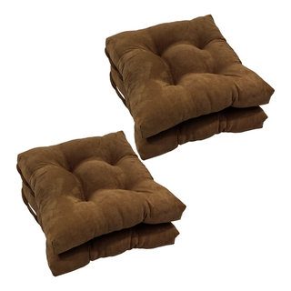 16" Solid Micro Suede Square Tufted Chair Cushions, Set of 4 ...