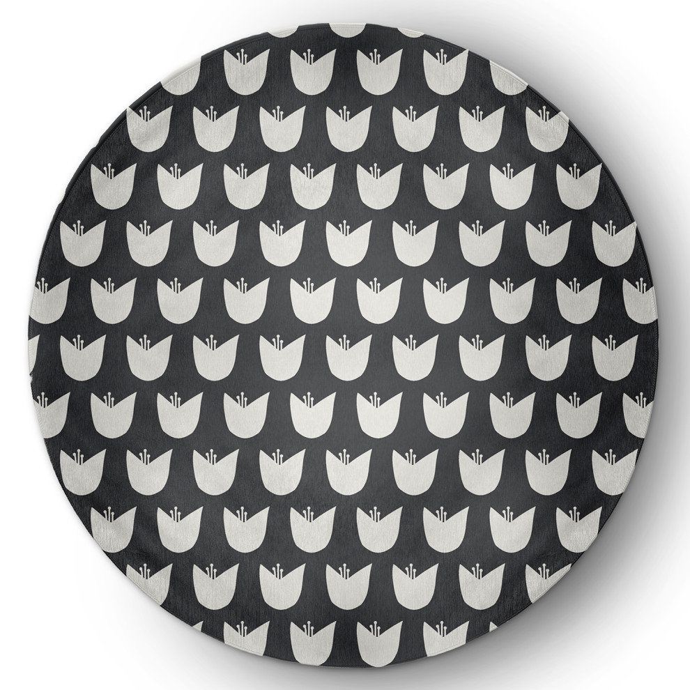 Simple Tulip Design Spring Chenille Rug, 5' Round - Contemporary - Area ...