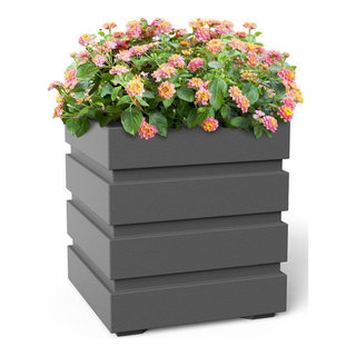 Mayne Freeport 18x18 Square Traditional Plastic Planter in White ...