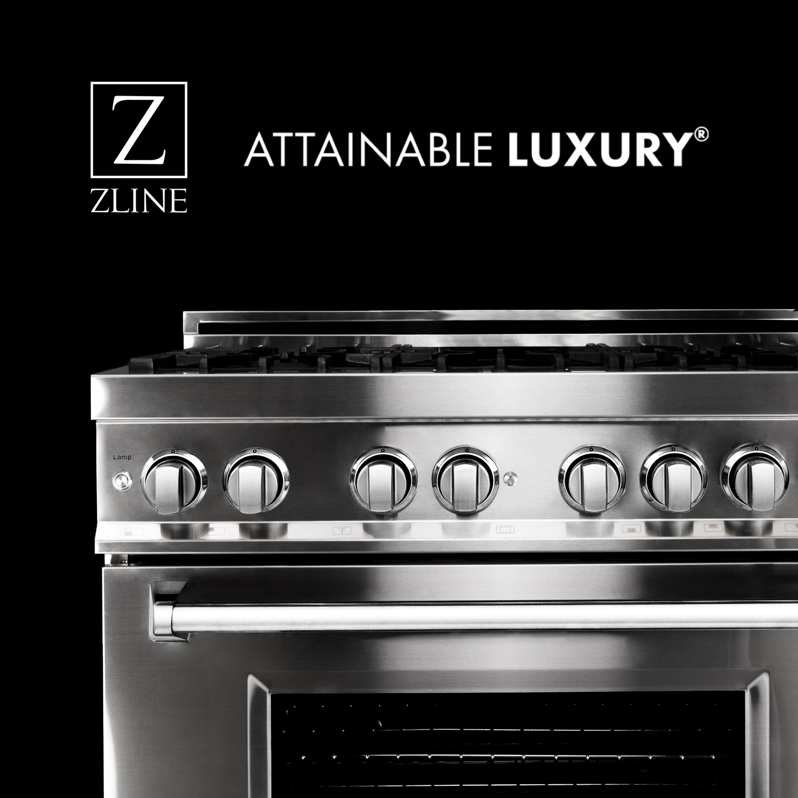 ZLINE 36" Range Gas Stove/Electric Oven, DuraSnow and Black Matte Door ...