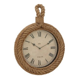 Coastal Beige Jute Rope Wall Clock 68573 - Beach Style - Wall Clocks ...