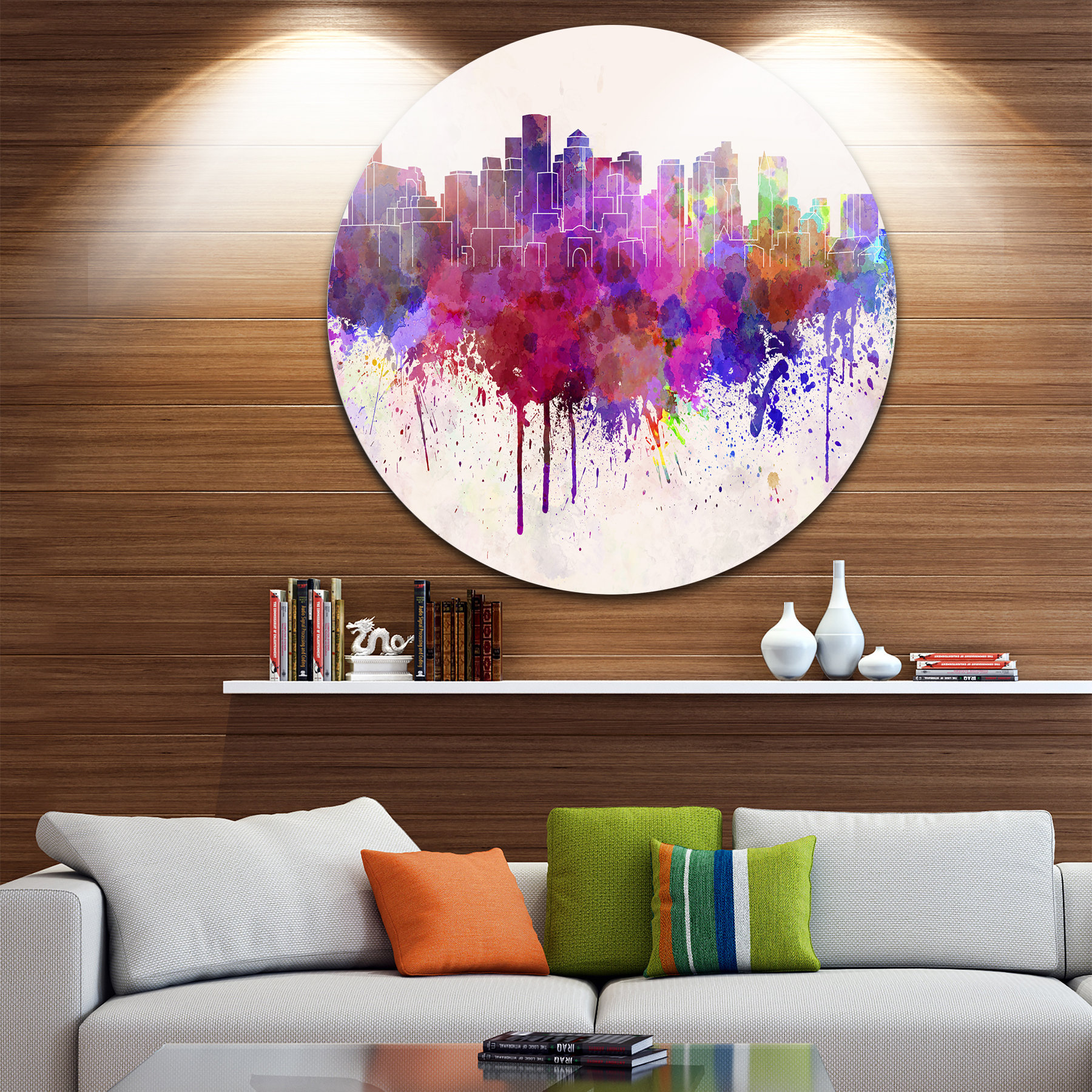 Boston Skyline, Cityscape Round Wall Art, Disc of 11 inch ...