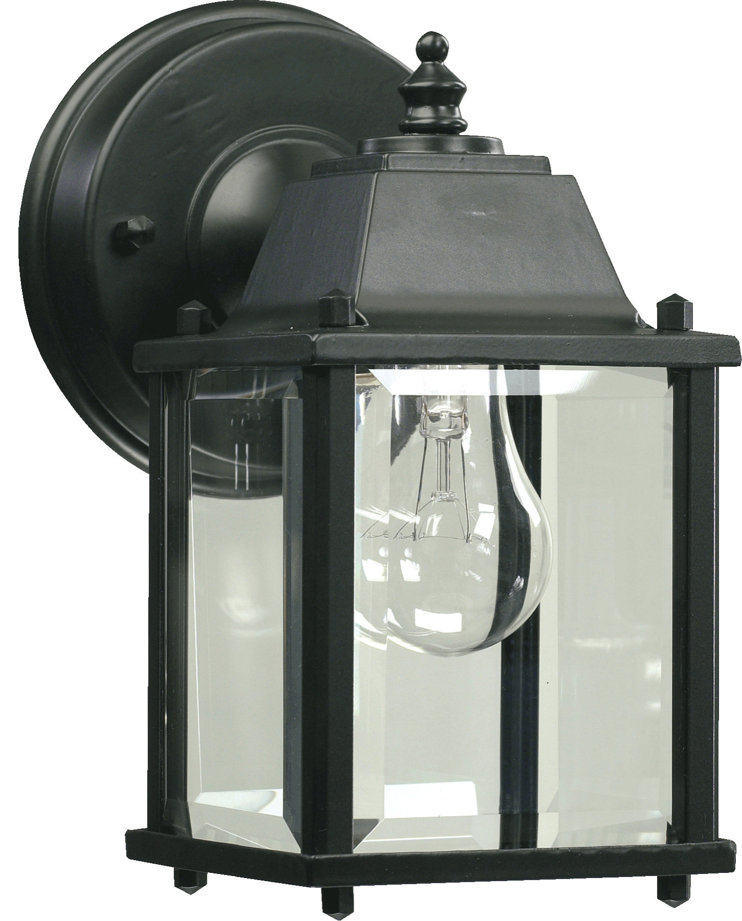 1-Light Cast Alum Box Lantern Wall Mount, Black - Traditional - Outdoor ...