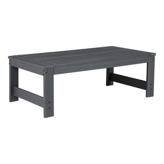 Patio Coffee Table, HDPE Construction & Slatted Rectangular Top ...