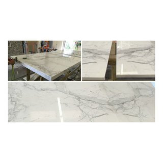 Calacutta Marble 2cm Island Book match slabs w/mitre cut 3"edge ...