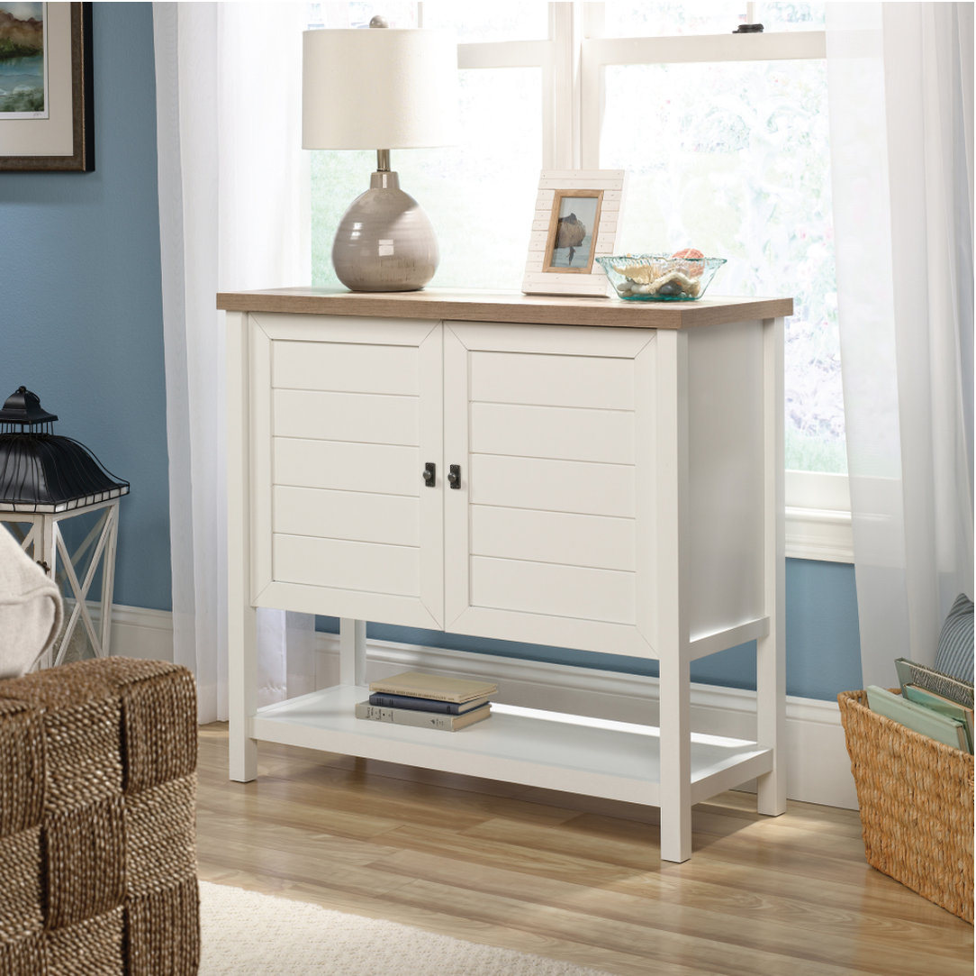 Sauder Cottage Road Engineered Wood 39" Console Table in Soft White ...