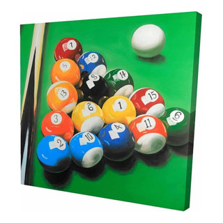 Pool Table With Ball Formation, Fine Art Gallery Wrapped Canvas, 36"x36 ...
