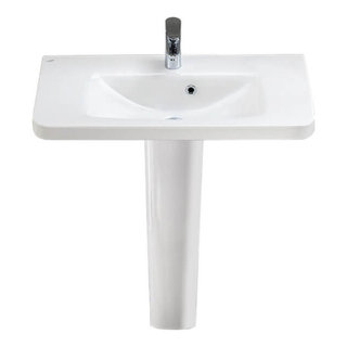 Rectangular White Ceramic Pedestal Sink - Contemporary - Bathroom Sinks ...