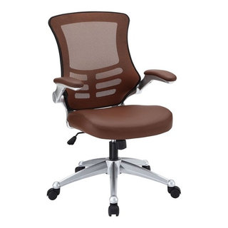 Hawthorne Collections Modern Faux Leather Office Chair in Tan/Black ...