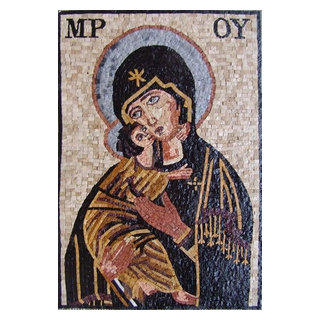 Mary and Jesus Mosaic Art, 31" x 47" - Traditional - Tile Murals - by ...