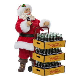 Coca-Cola Fabrich Santa With Delivery Cart, 10.5" - Traditional ...