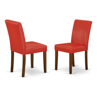 Abbott Parson Chair, Mahogany Leg, Pu Leather Color Firebrick Red - Set ...
