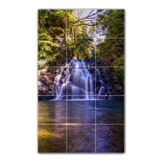 Waterfalls Ceramic Tile Wall Mural HZ501115, 36" Wide x 60" High ...