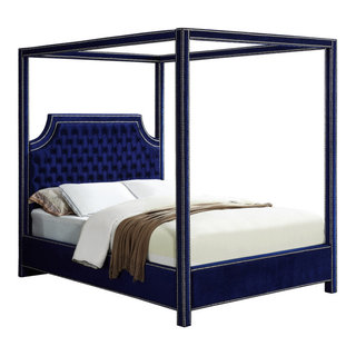 Rowan Velvet Upholstered Bed, Queen - Contemporary - Canopy Beds - by ...