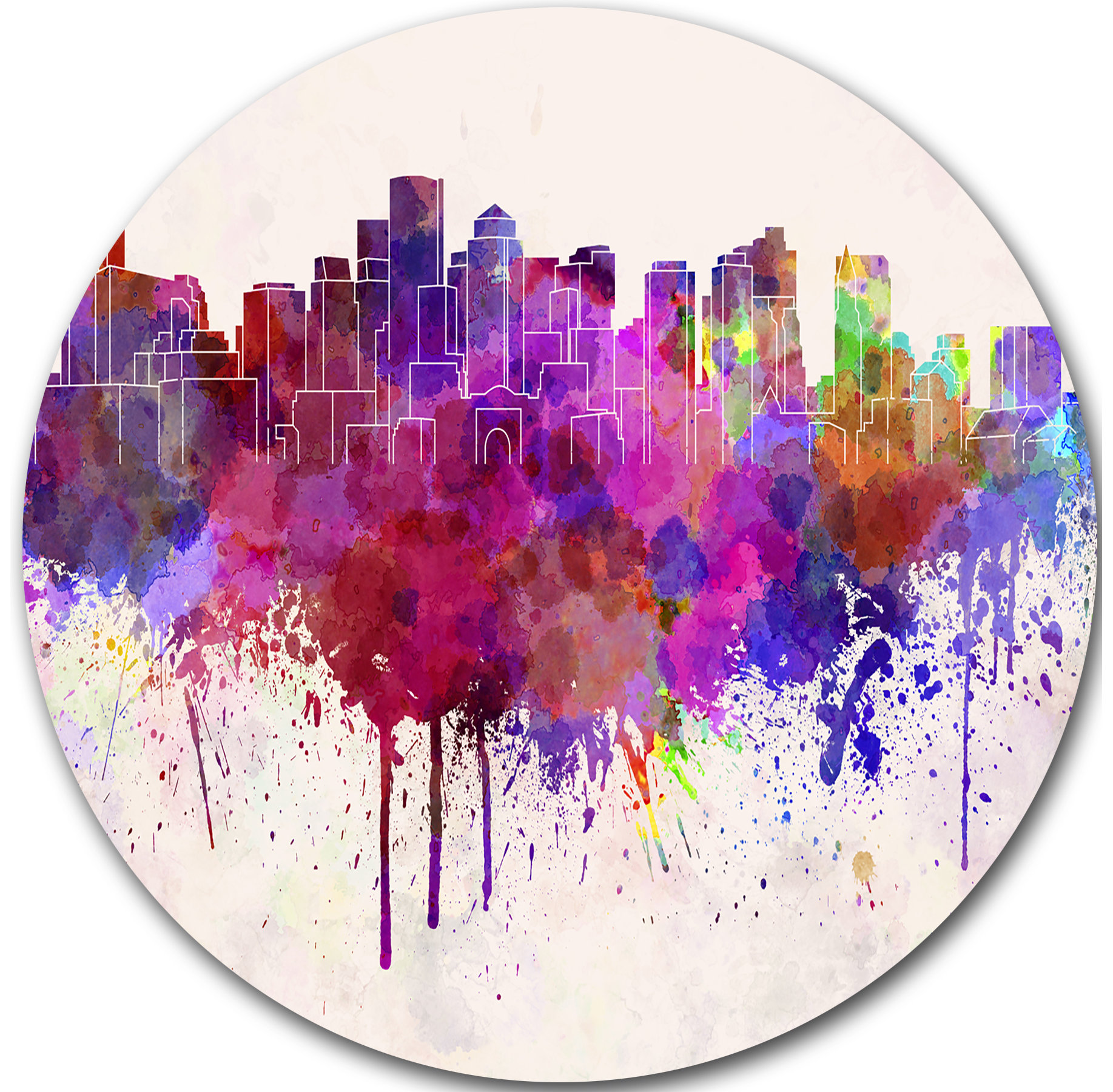 Boston Skyline, Cityscape Round Wall Art, Disc of 11 inch ...