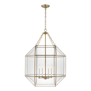 Morrison Four Light Lantern in Satin Brass - Transitional - Pendant ...