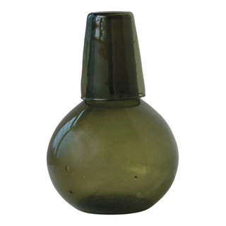 Verdant Elegance Glass Carafe Set, Green - Contemporary - Carafes - by ...