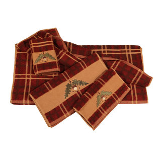 Embroidered Acorn Towel Set, Plaid, 3 Piece - Rustic - Bath Towels - by ...