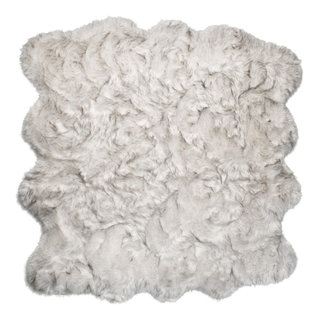 6' X 6' Ombre Grey Faux Fur Washable Non Skid Area Rug - Contemporary ...
