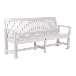 Classic Outdoor Bench, Large Design With Slatted Seat and Back - Beach ...