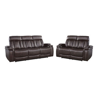 Royce Fantom Brown Power Reclining Sofa and Recliner - Contemporary ...