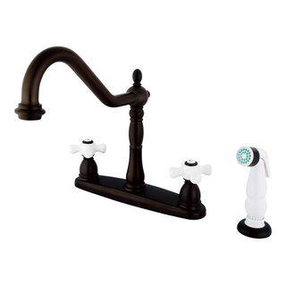 Heritage 8" Center Kitchen Faucet with Non-Metallic Sprayer ...
