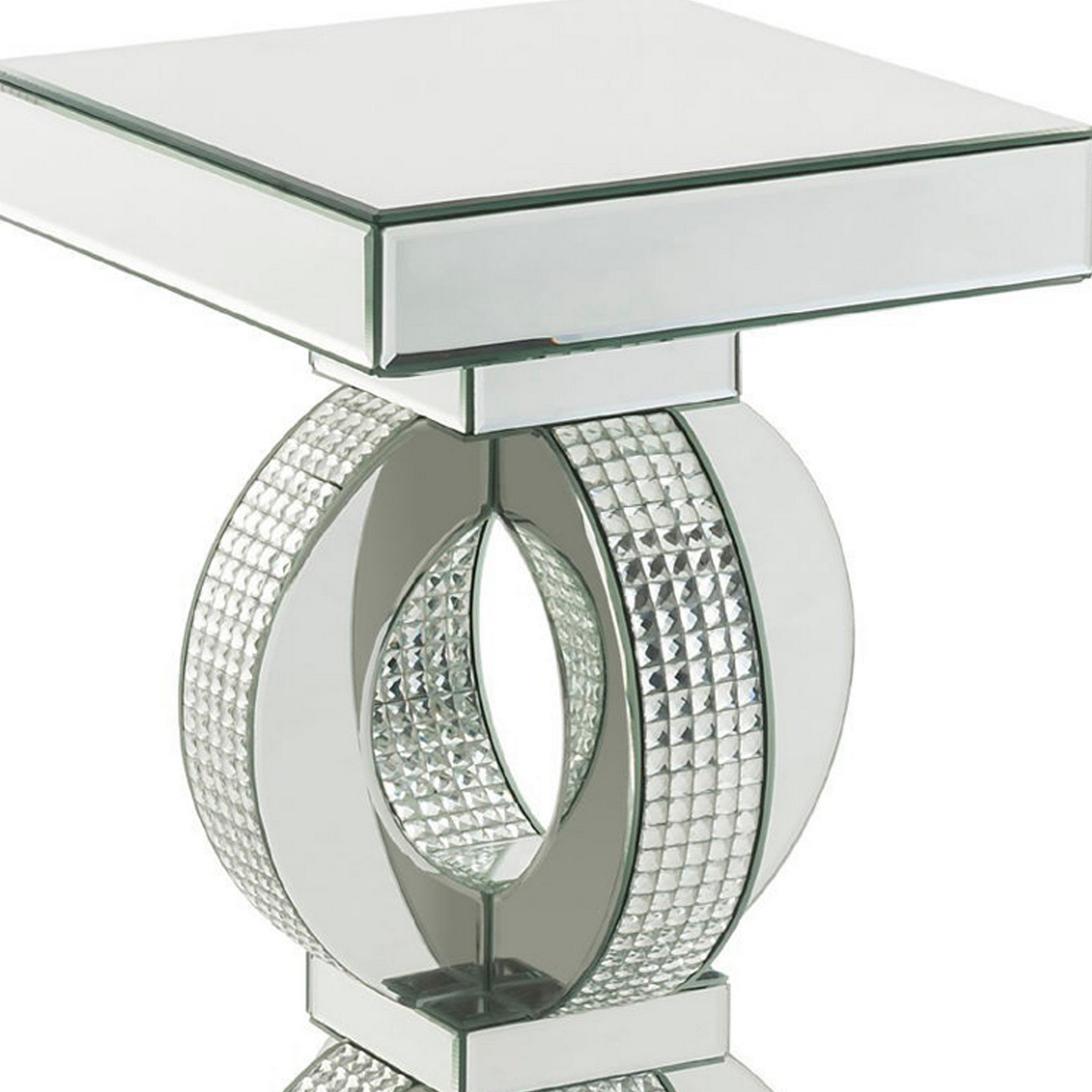 Benzara BM250398 Accent Table With Interconnected Rings and Mirror Trim ...