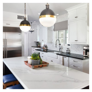 Calacatta Divine Quartz Kitchen Island - Transitional - Kitchen ...