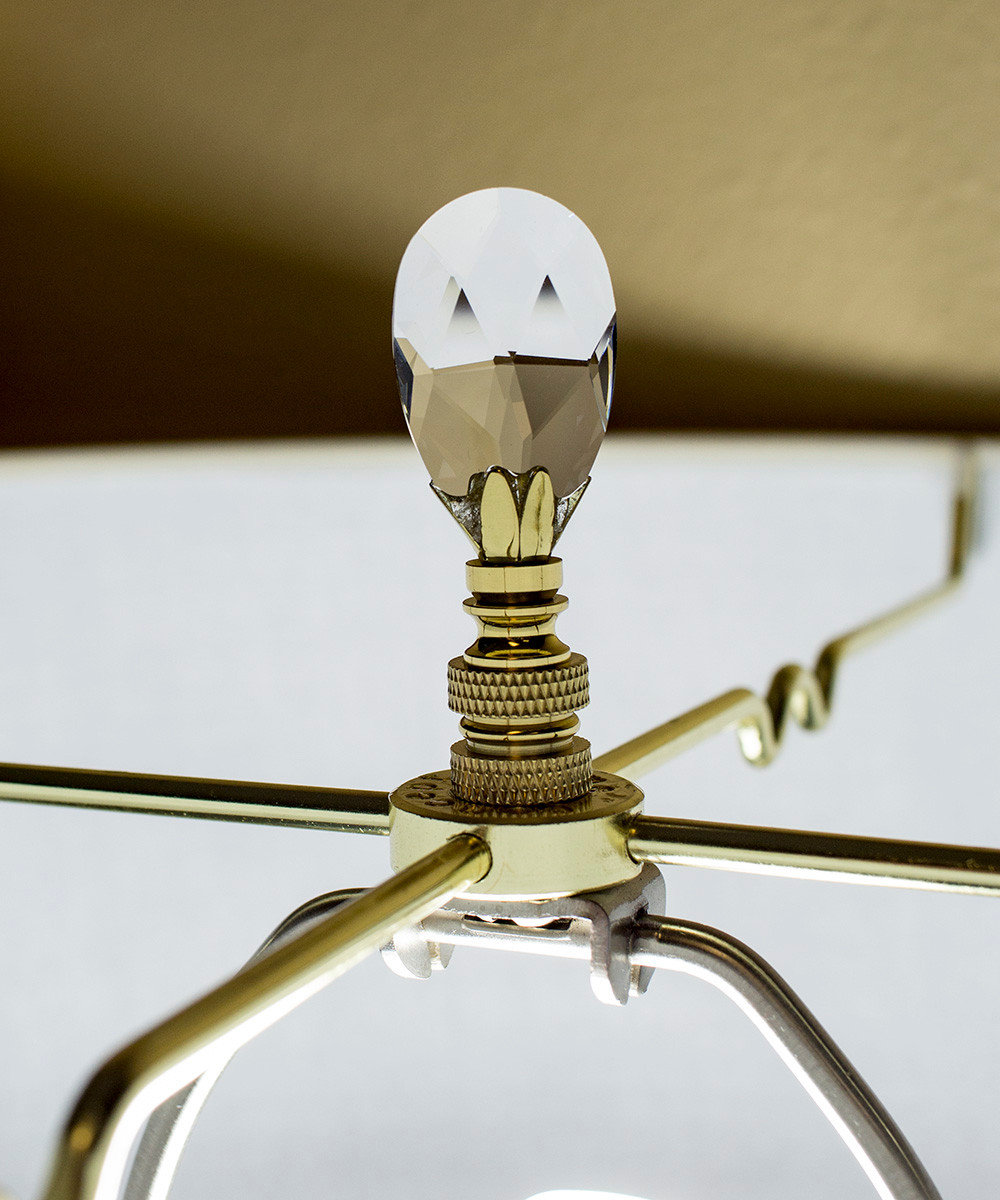 Stephanov Crystal Small Tear Drop Lamp Finial Polished Brass 2.5"h ...