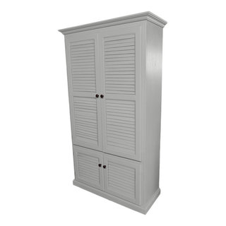 Extra Wide Kitchen pantry With Shutter Doors. - Transitional - Pantry ...