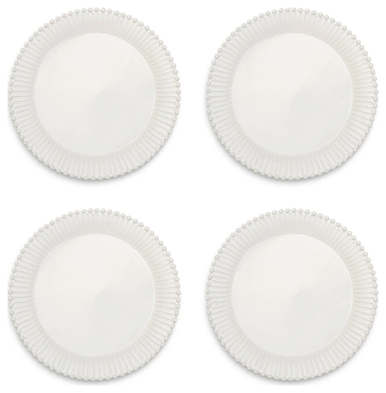 Two's Company Heirloom Set of 4 Embossed Pearl Edge Dinner Plates ...