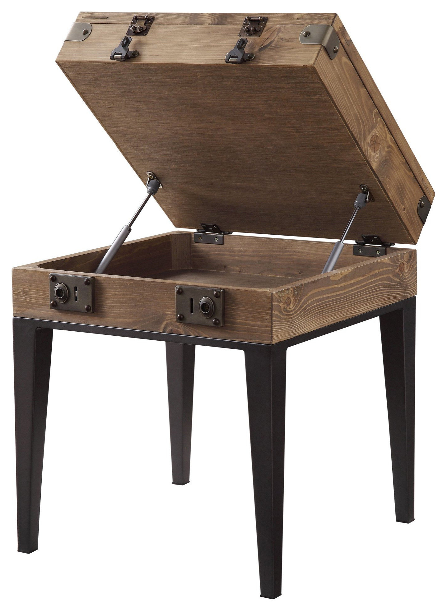 Unique End Table, Trunk Design With Storage Grid & Inner Compartment ...